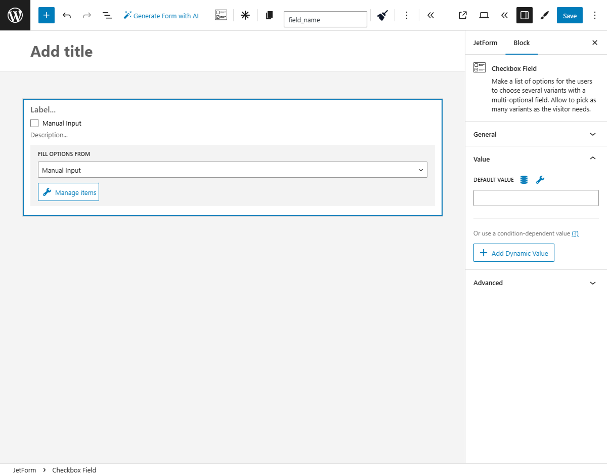 WordPress Checkbox Field Overview — JetFormBuilder | Crocoblock