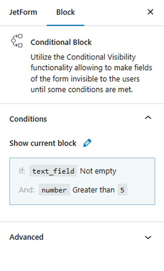Conditional Visibility Settings Overview — JetFormBuilder | Crocoblock