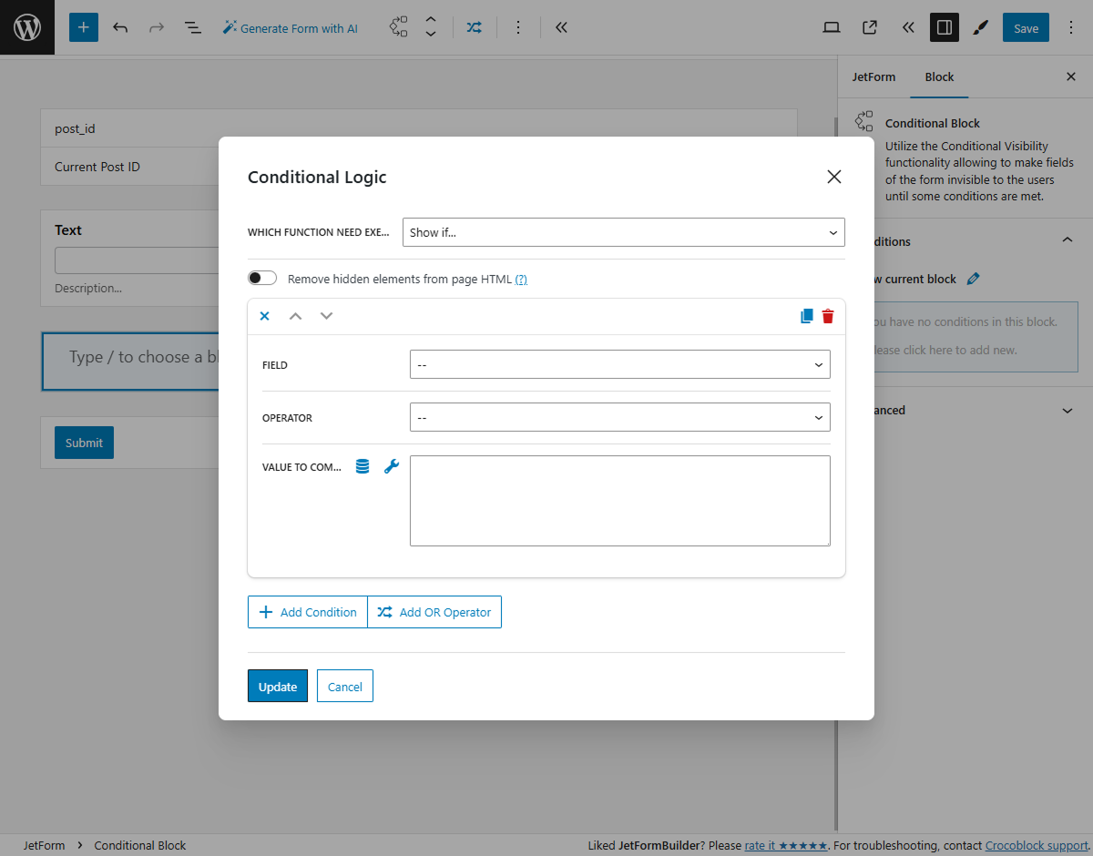 Conditional Visibility Settings Overview — JetFormBuilder | Crocoblock