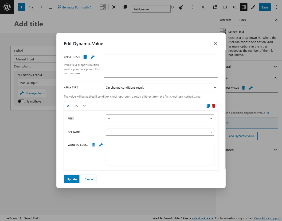 WordPress Select Field Overview — JetFormBuilder | Crocoblock
