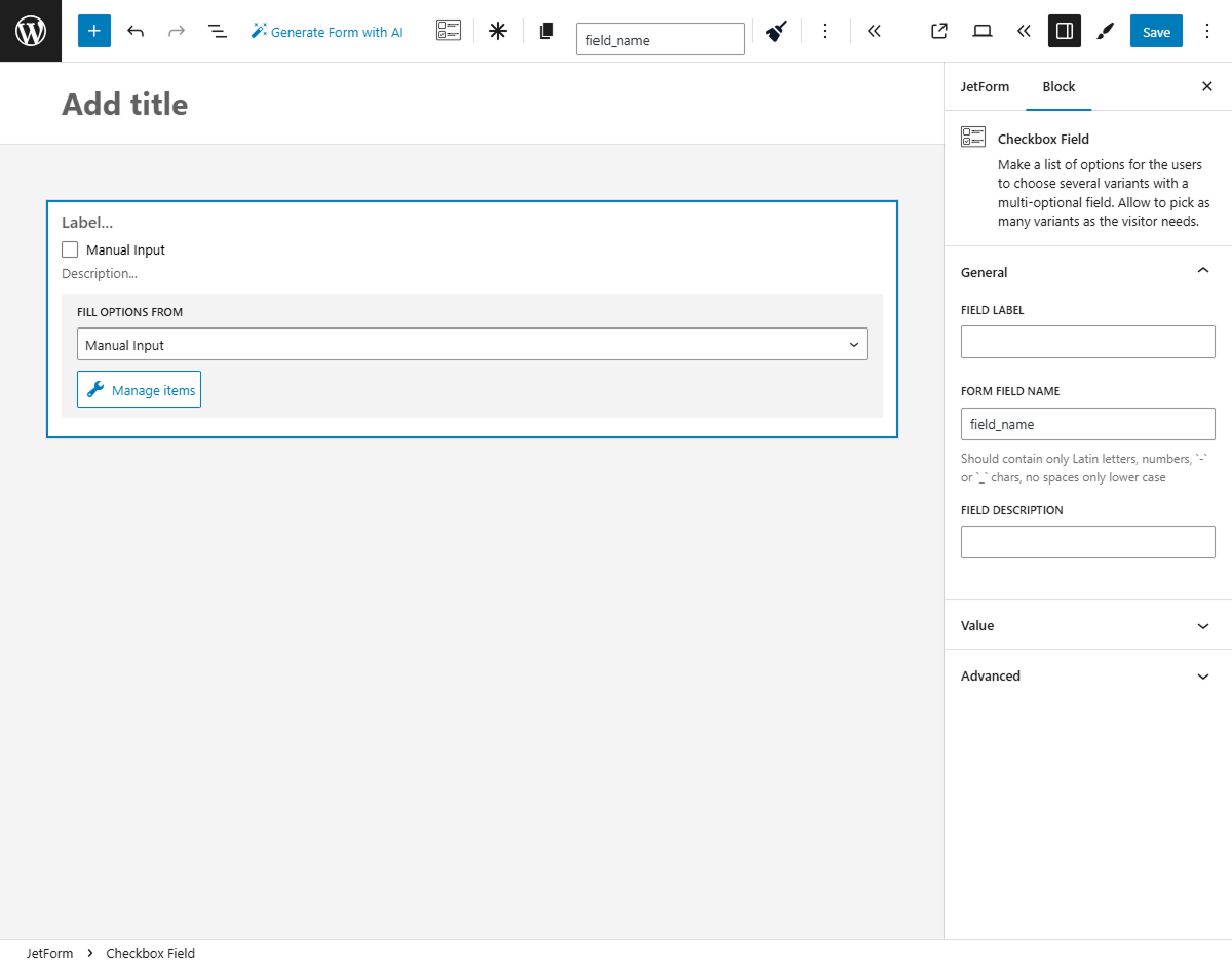 WordPress Checkbox Field Overview — JetFormBuilder | Crocoblock