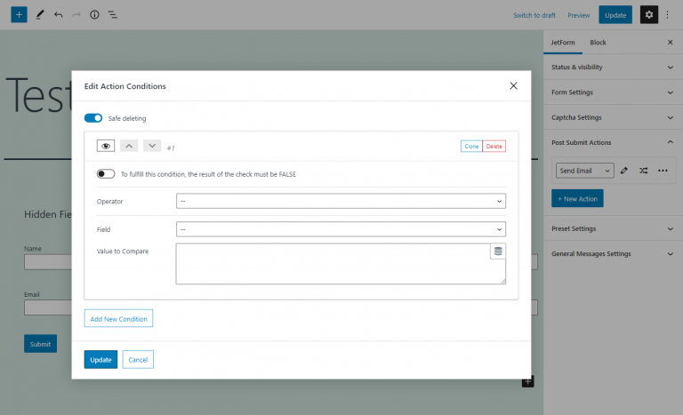 Post Submit Actions Conditions Formbuilder