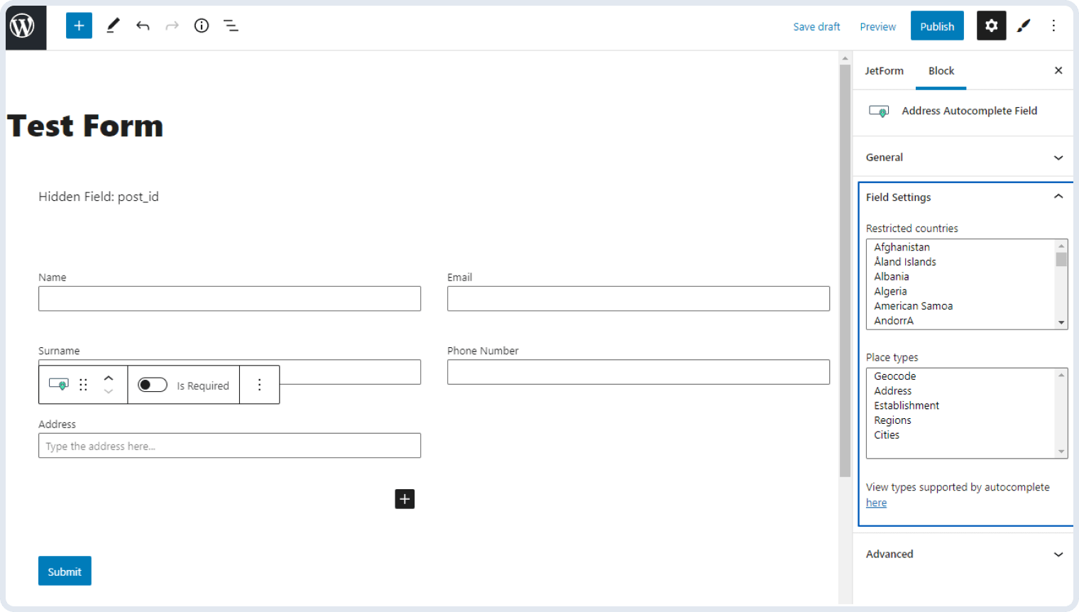 Address Autocomplete – JetFormBuilder Pro Addon | Crocoblock