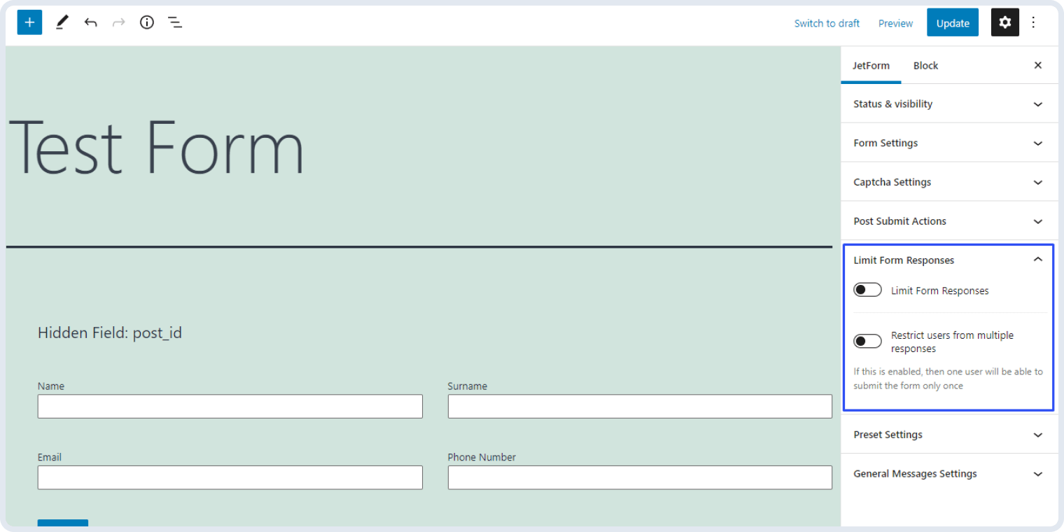 Limit Form Responses – JetFormBuilder Pro Addon | Crocoblock