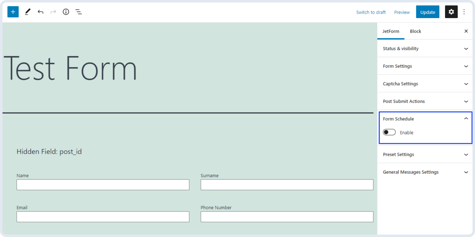 Schedule Forms – JetFormBuilder Pro Addon | Crocoblock