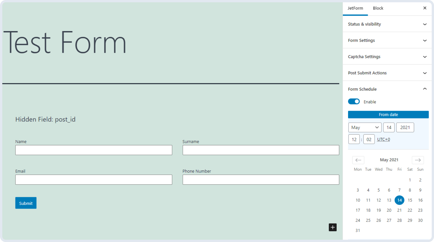 Schedule Forms – JetFormBuilder Pro Addon | Crocoblock