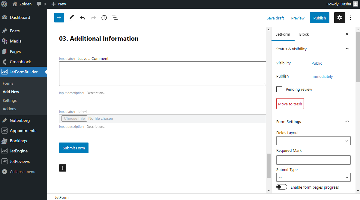 Jetformbuilder Plugin Wordpress Booking Form Creation Crocoblock