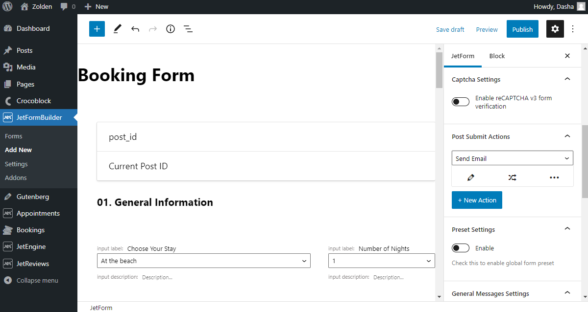 Jetformbuilder Plugin Wordpress Booking Form Creation Crocoblock