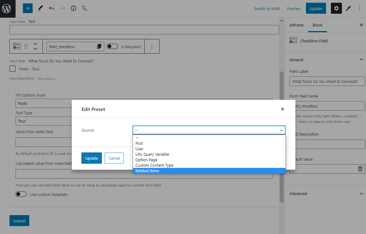 Jetformbuilder Connecting Wordpress Related Items With Post Submit 7339