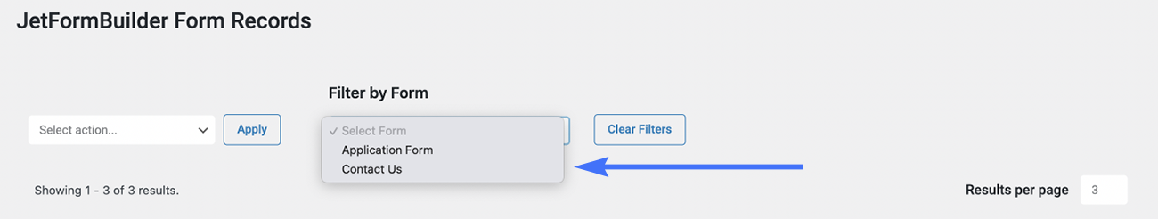 WordPress Custom Form Records Page Overview | Crocoblock
