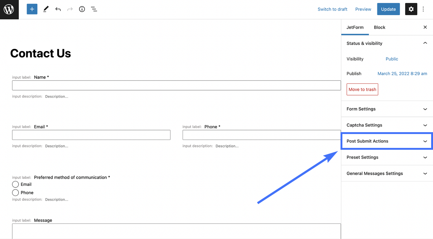 How to Use Save Form Record Action And Manage Form Submissions | Crocoblock