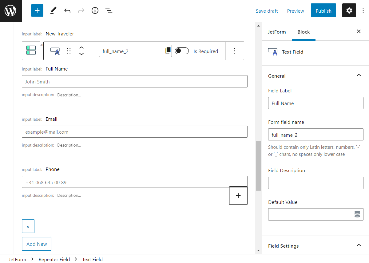 JetFormBuilder: How to Add the Repeater Field into the Booking Form ...