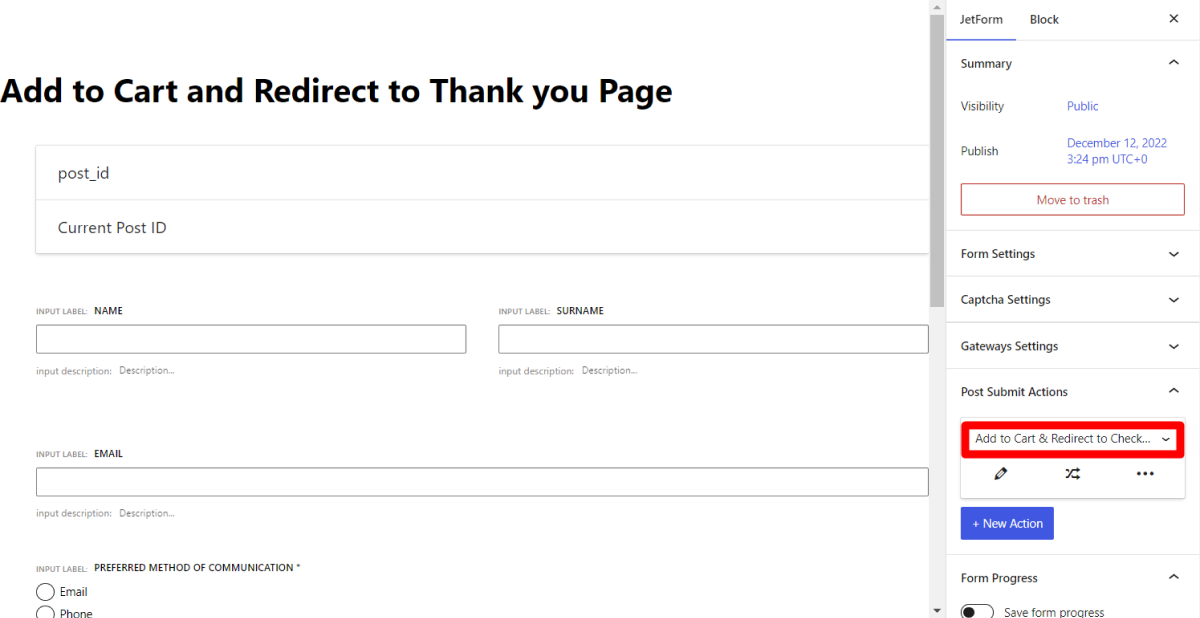 Redirect Form to Woocommerce Thank You Page — JetFormBuilder | Crocoblock