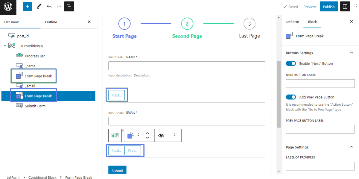Form Page Break Field — JetFormBuilder | Crocoblock