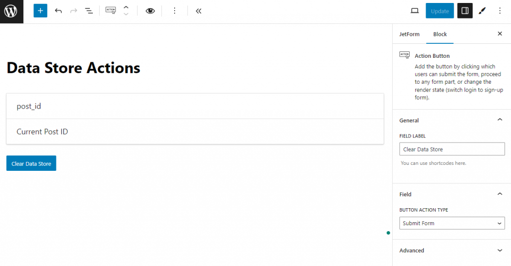 How to Clear Data Store With Form Action | Crocoblock