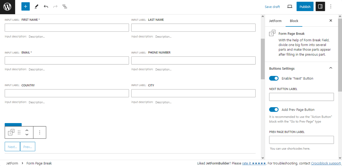 Prev Page Field Overview– JetFormBuilder | Crocoblock