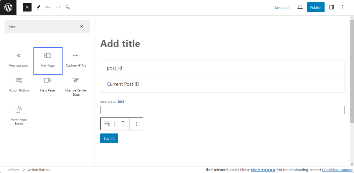 Prev Page Field Overview– JetFormBuilder | Crocoblock