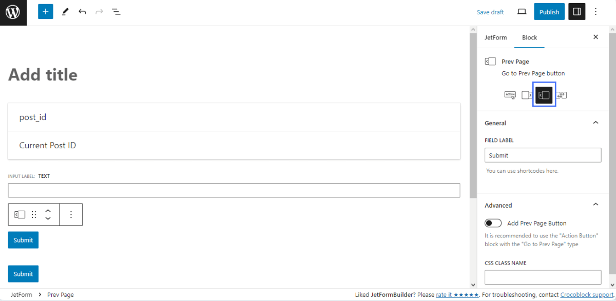 Prev Page Field Overview Jetformbuilder Crocoblock