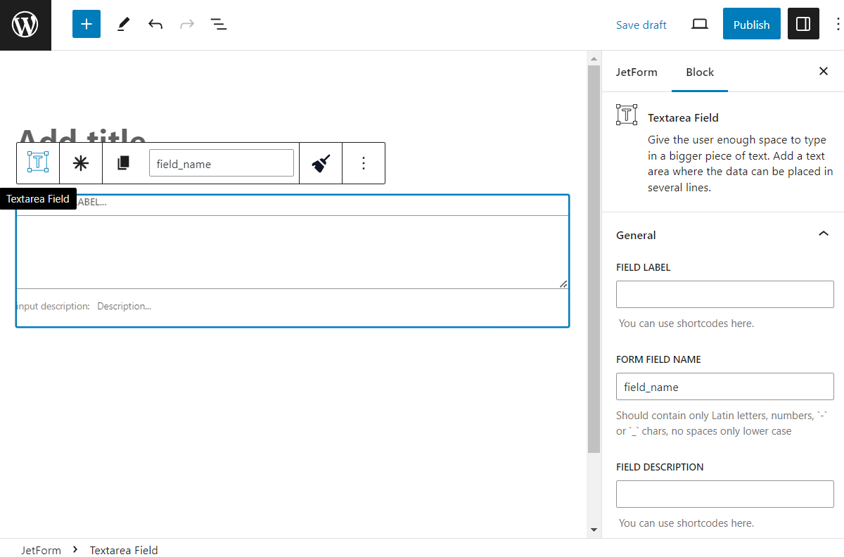 Textarea Field Overview — JetFormBuilder | Crocoblock