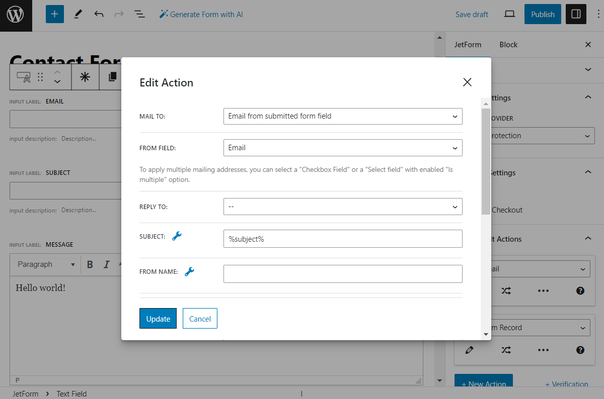 Welcome Block Overview — JetFormBuilder | Crocoblock