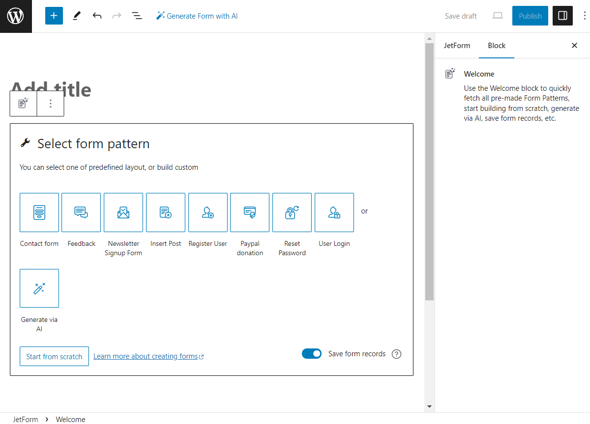 Welcome Block Overview — JetFormBuilder | Crocoblock