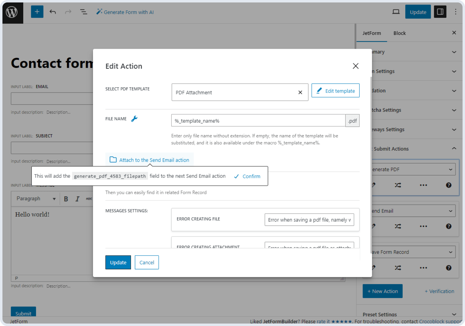 PDF Attachment for WordPress – JetFormBuilder Pro Addon | Crocoblock