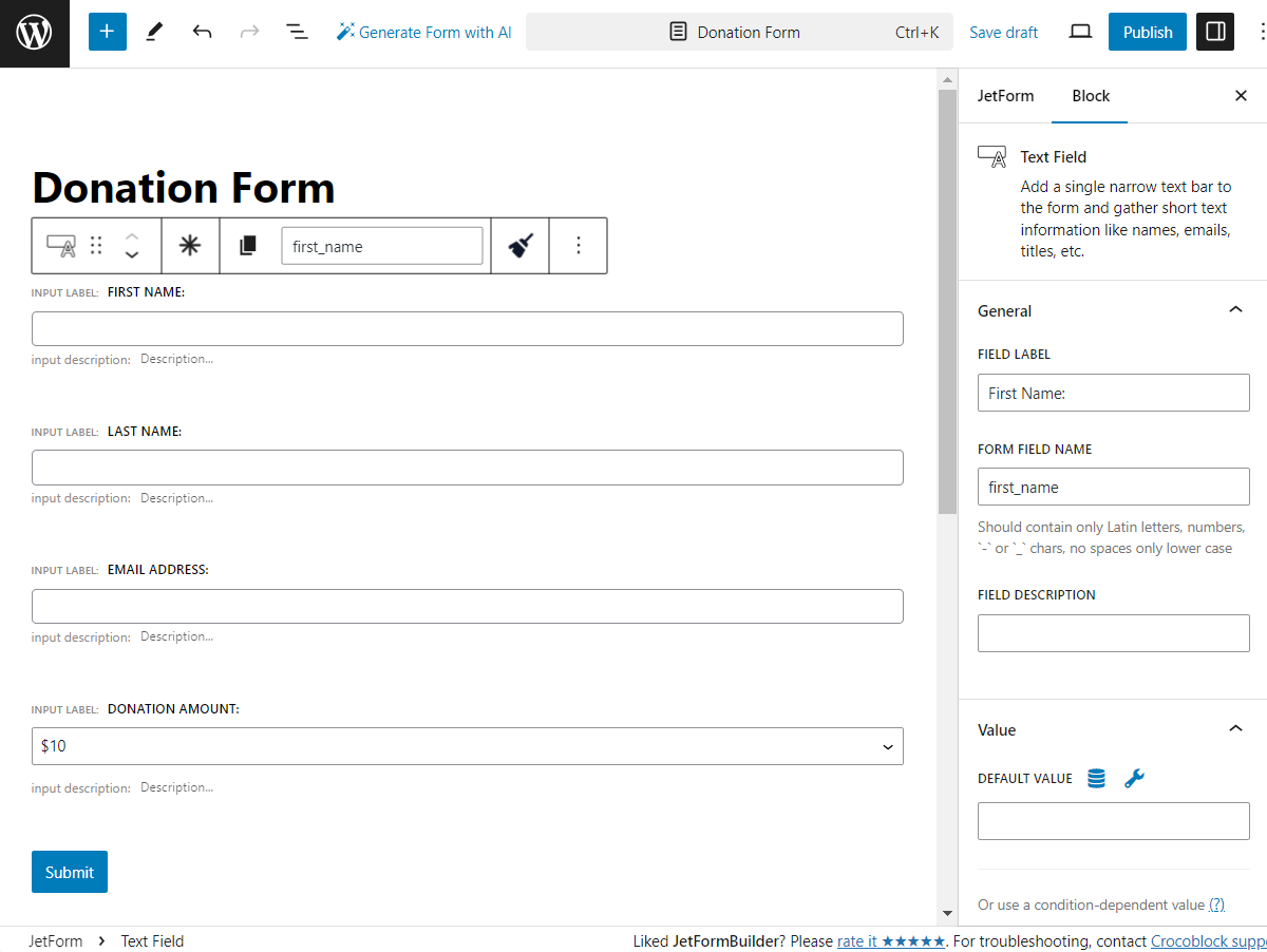 How to Create Donation Form — JetFormBuilder | Crocoblock