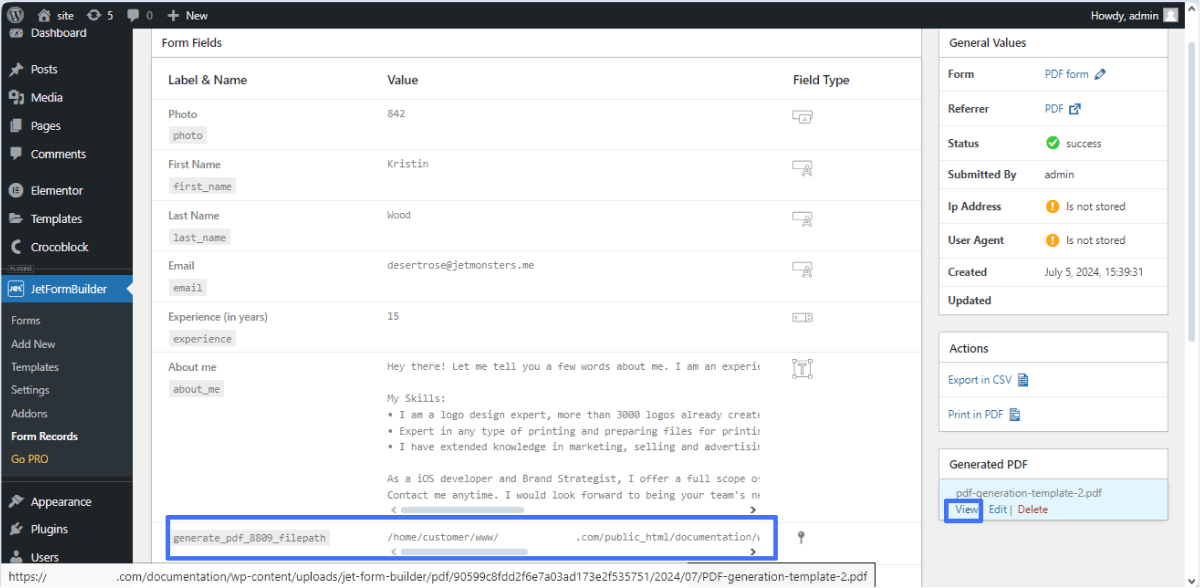 How to Generate PDF on Form Submission — JetFormBuilder | Crocoblock