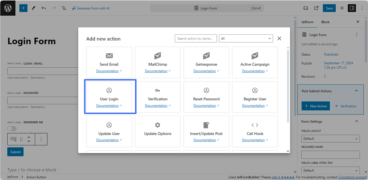 How to Build a WordPress Login Form 一 JetFormBuilder l Crocoblock