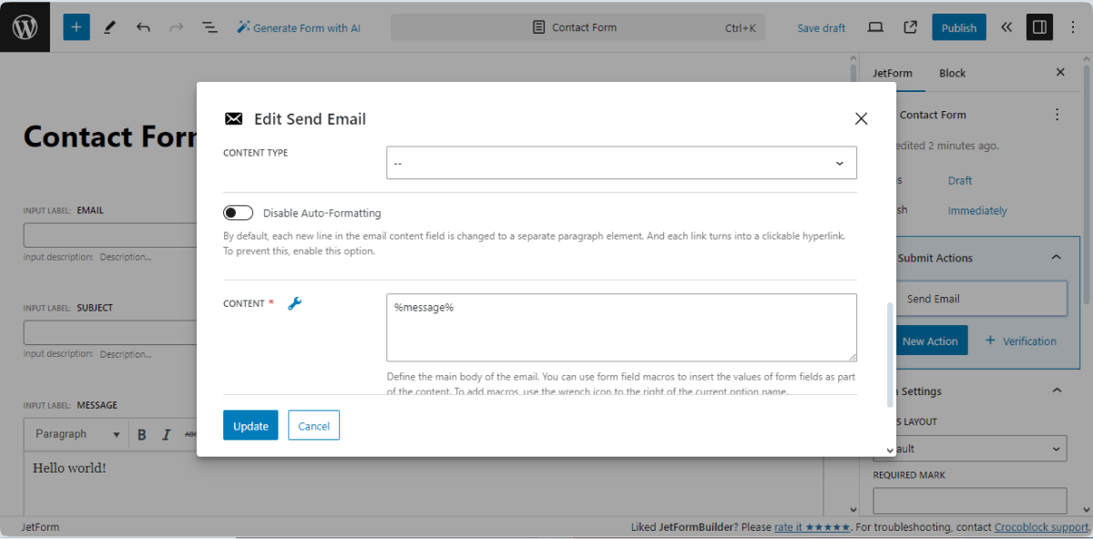 Send Email Post Submit Action 一 JetFormBuilder | Crocoblock