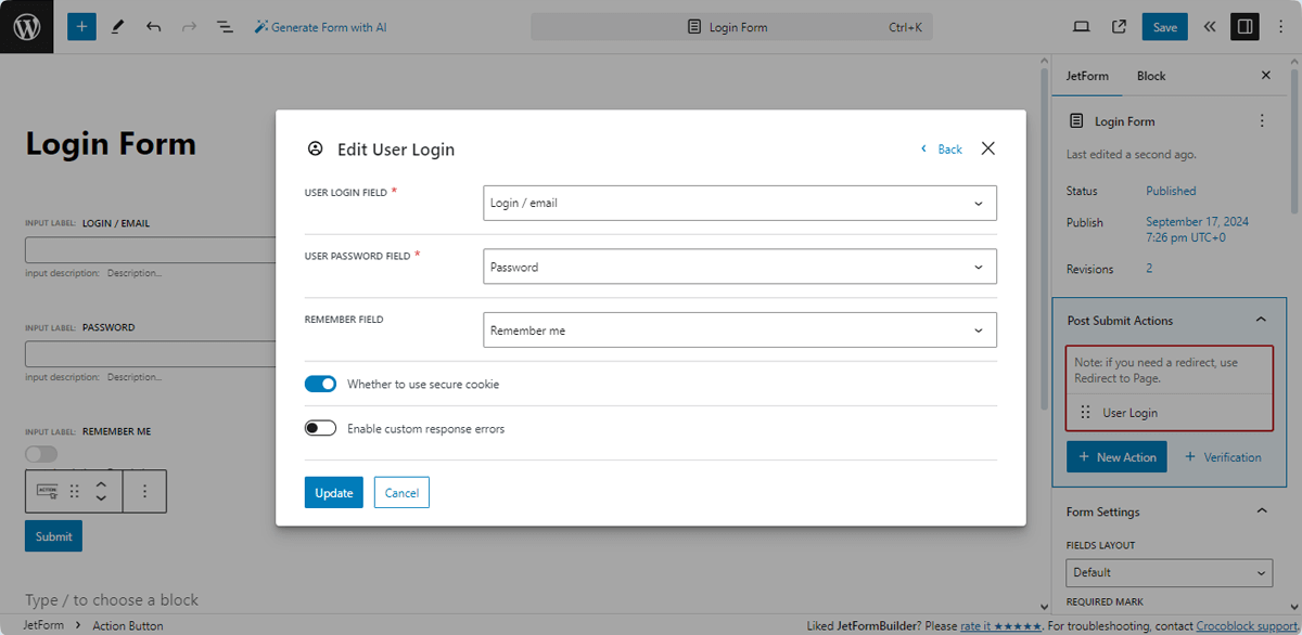 How to Build a WordPress Login Form 一 JetFormBuilder l Crocoblock