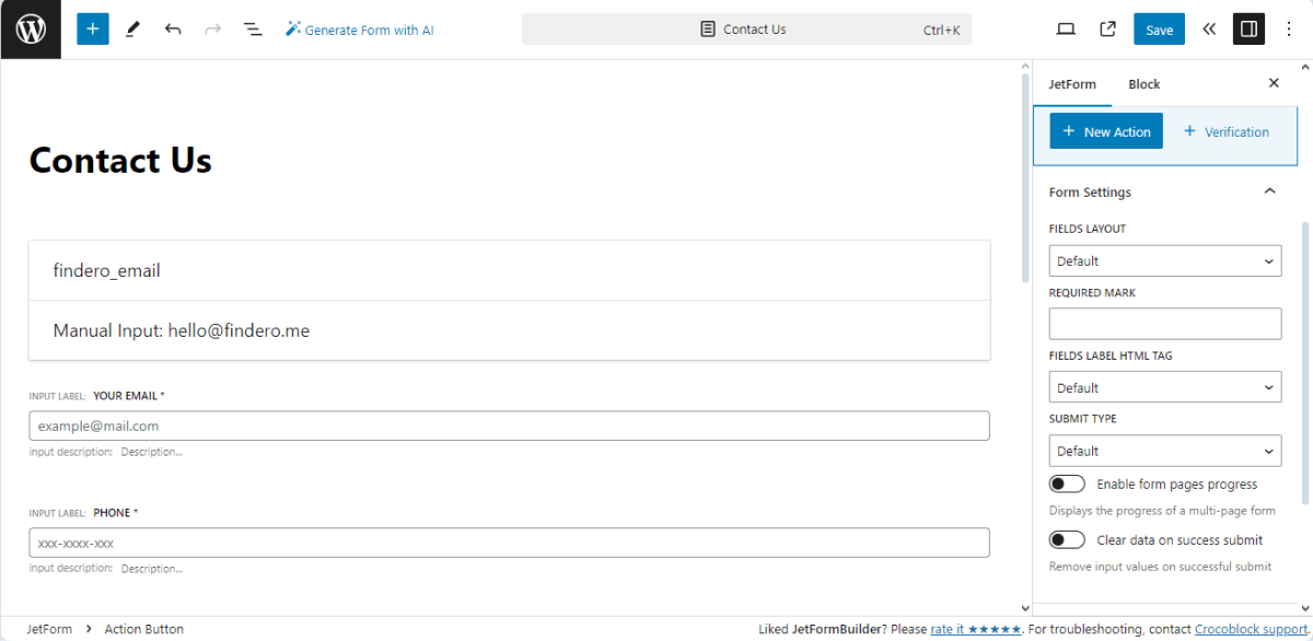 Form Settings 一 JetFormBuilder l Crocoblock