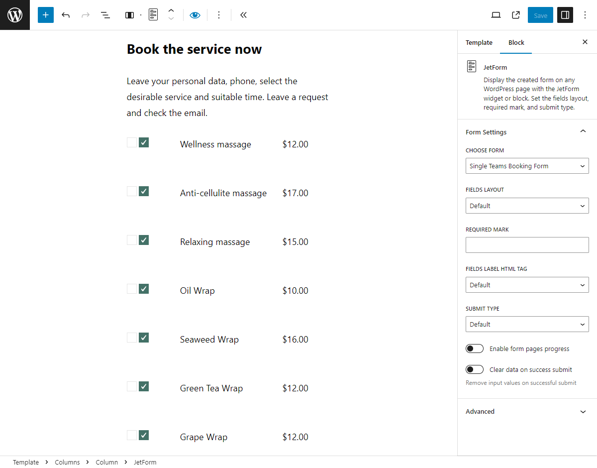 How to Use Check Mark Block for Custom Templates in Appointment Forms ...