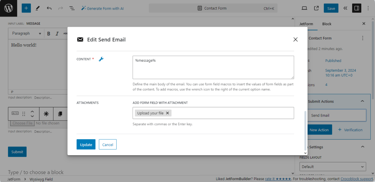 Send Email Post Submit Action 一 JetFormBuilder | Crocoblock
