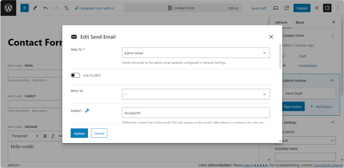 Send Email Post Submit Action 一 JetFormBuilder | Crocoblock