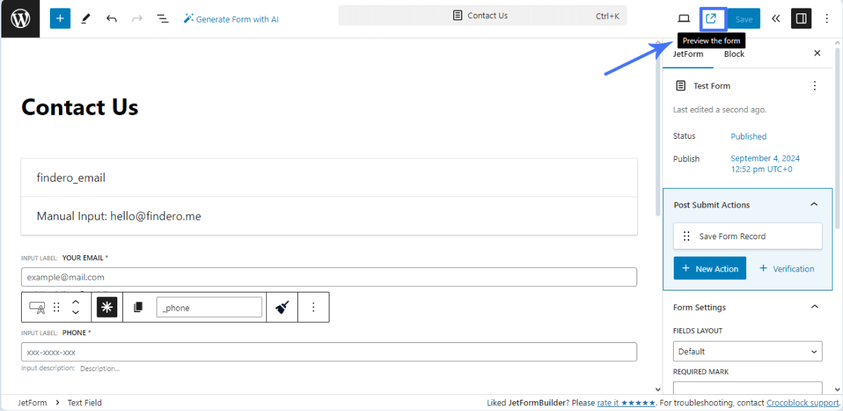 Form Settings 一 JetFormBuilder l Crocoblock