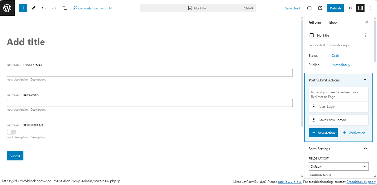 How to Build a WordPress Login Form 一 JetFormBuilder l Crocoblock