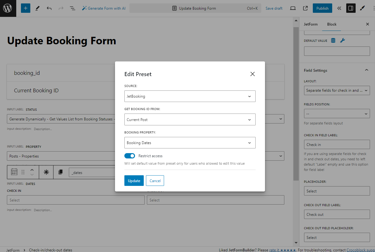 How to Update Booking via the Form — JetFormBuilder | Crocoblock