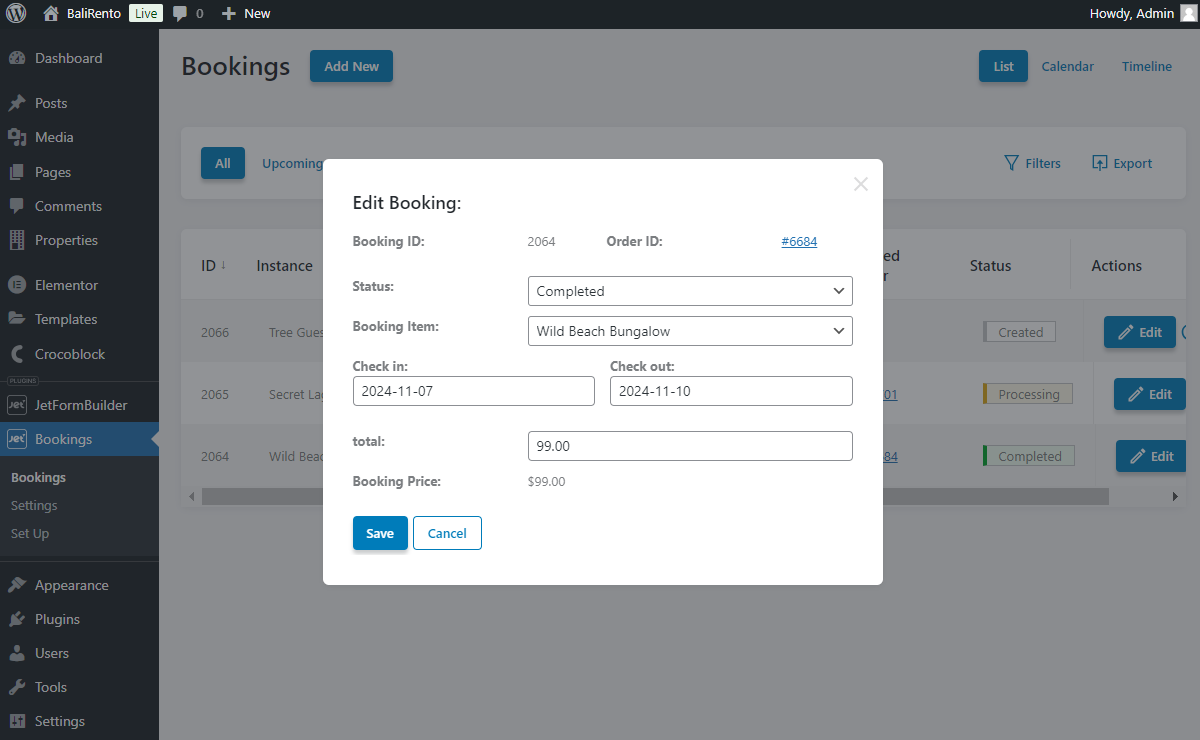 Update Booking — JetFormBuilder | Crocoblock