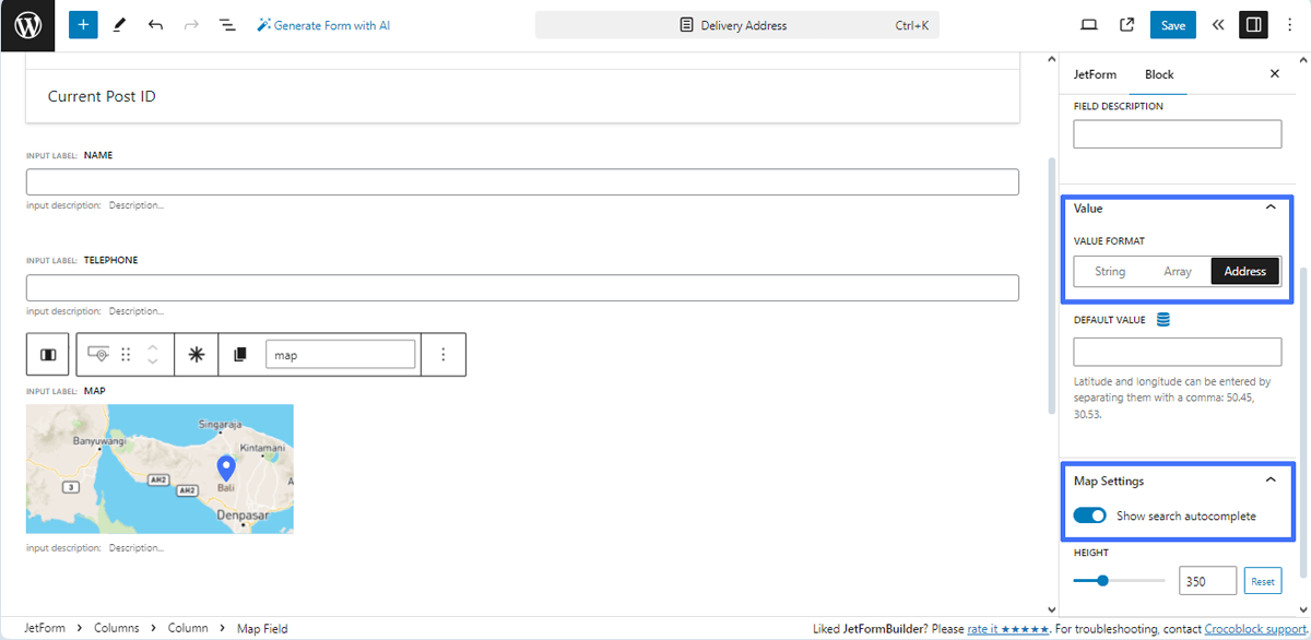 How to Enable Search Autocomplete for Map Field Block 一 JetFormBuilder ...
