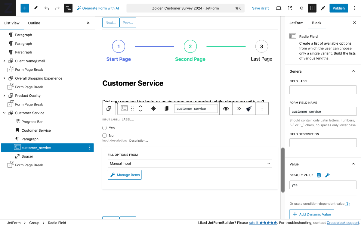 How to Build a Customer Feedback Survey Form — JetFormBuilder | Crocoblock