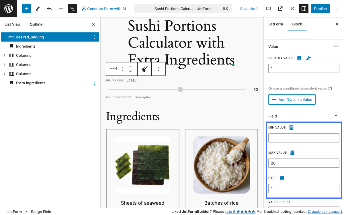 How to Create a Recipe Portion Calculator — JetFormBuilder | Crocoblock
