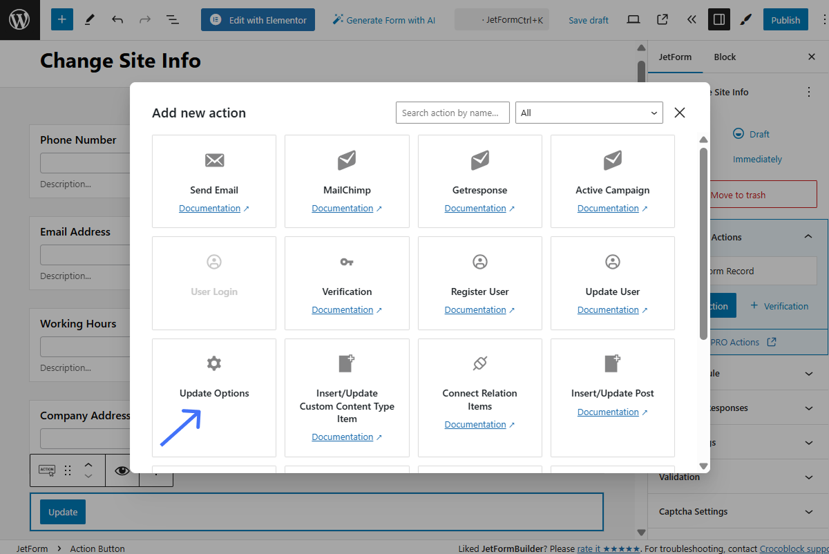 How to Use Update Options Action — JetFormBuilder | Crocoblock