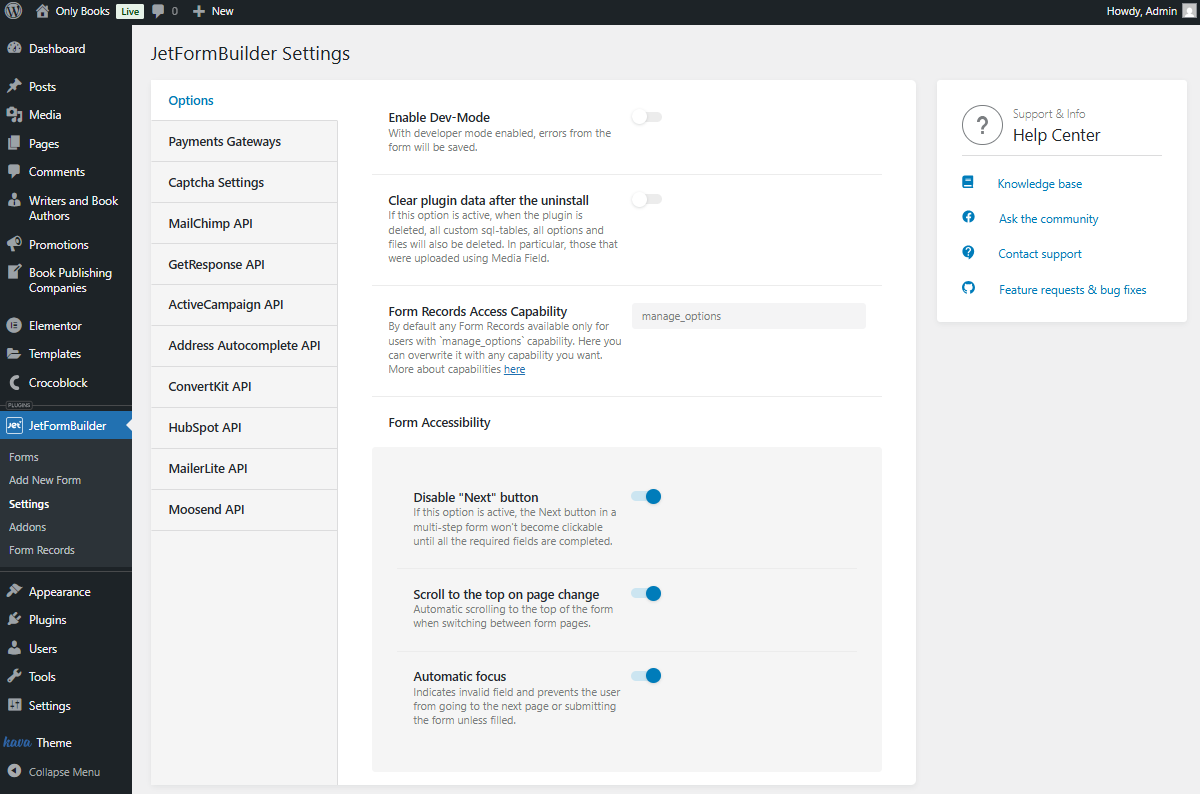 JetFormBuilder Settings Overview | Crocoblock