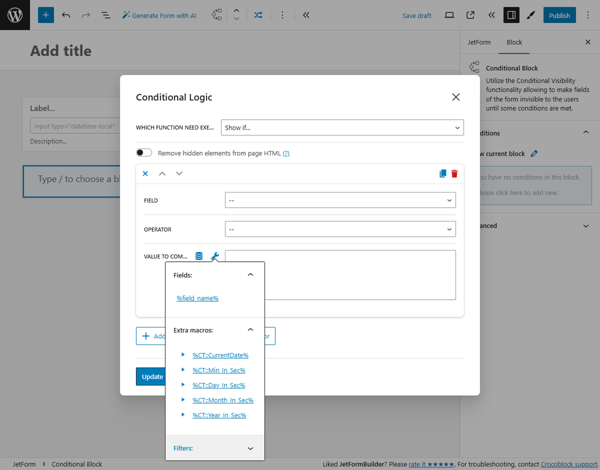 Macros in Date, Time, and Datetime Fields — JetFormBuilder | Crocoblock