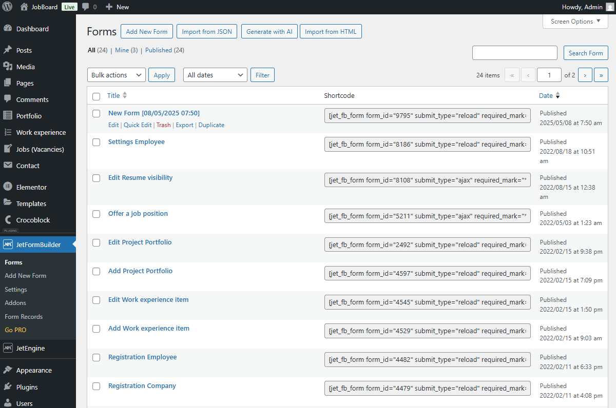 Duplicate, Export & Import Form into WordPress — JetFormBuilder | Crocoblock