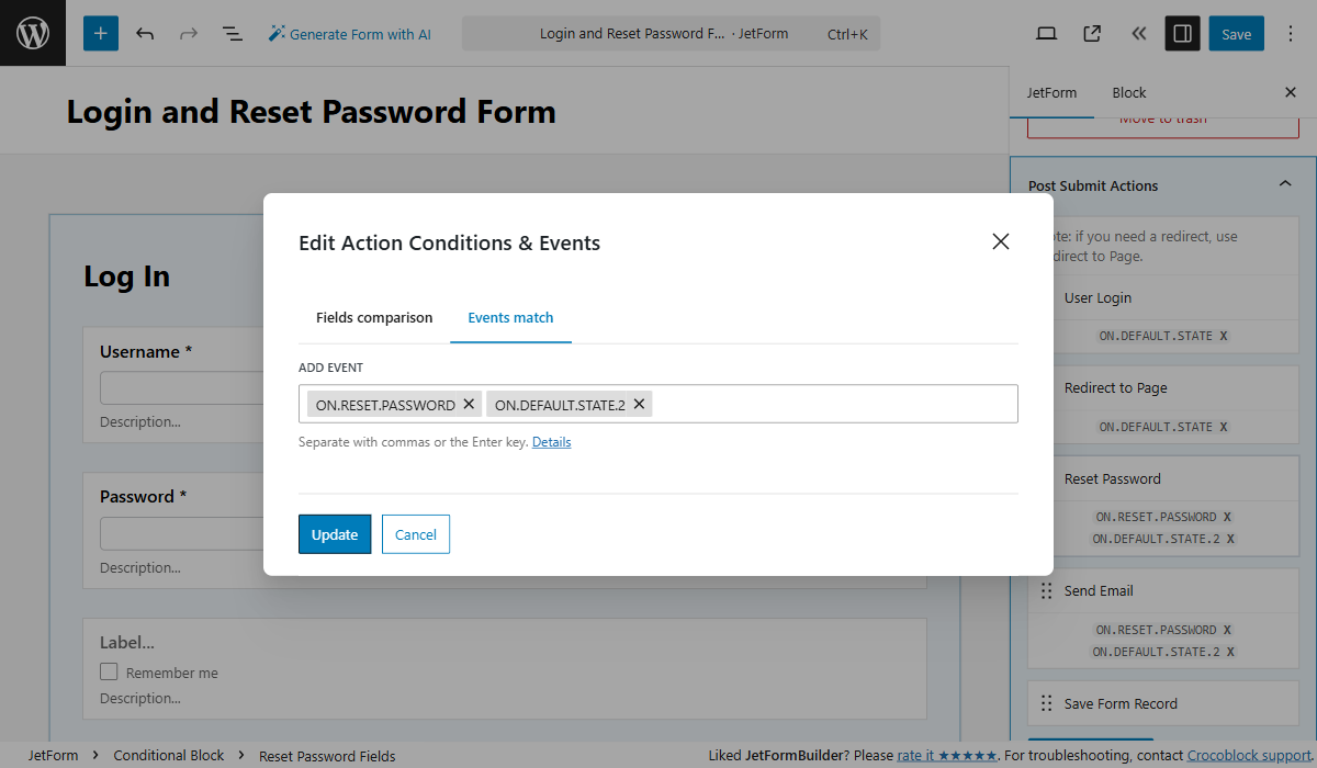How to Set Up the Reset Password Field — JetFormBuilder | Crocoblock
