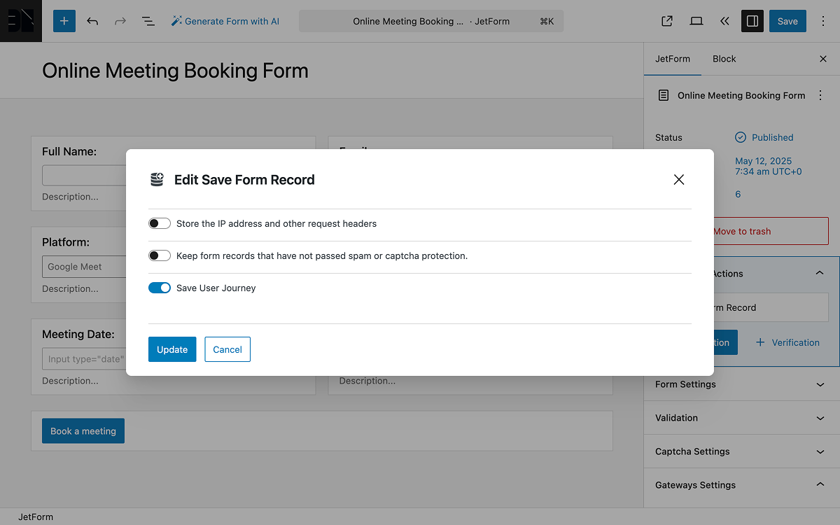 Enable User Journey Tracking During Form Submission — JetFormBuilder | Crocoblock