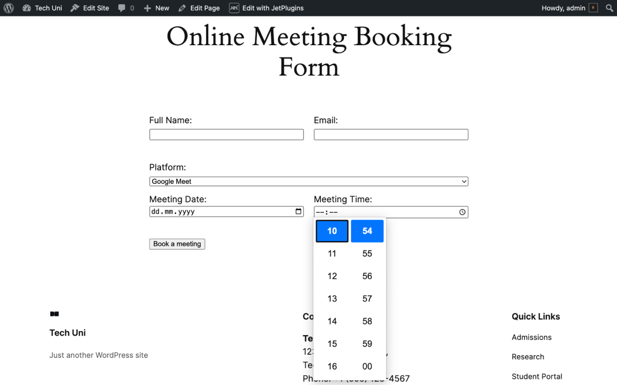 Time Field Overview — JetFormBuilder | Crocoblock