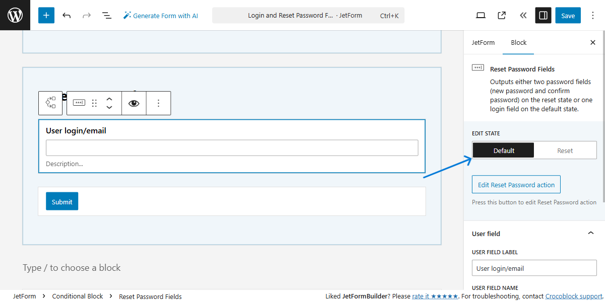 How to Set Up the Reset Password Field — JetFormBuilder | Crocoblock